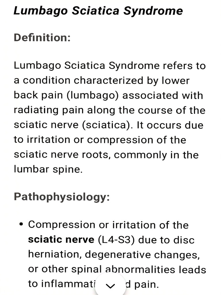 Lumbago Sciatica Syndrome | PDF