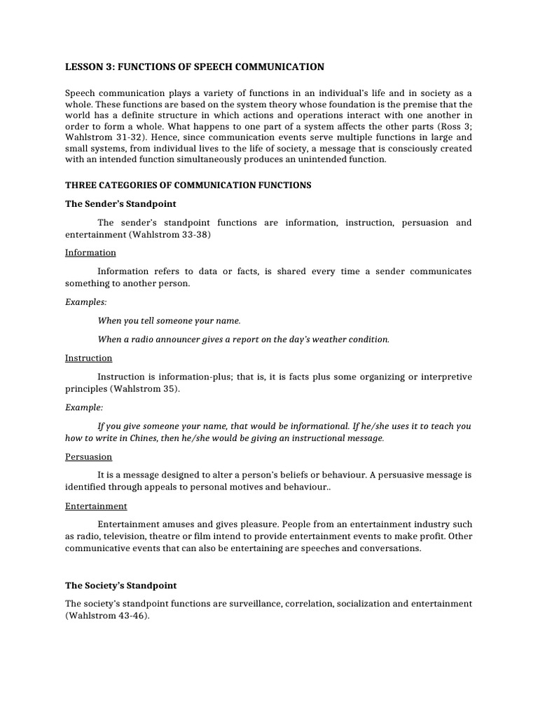 Lesson 3 Functions of Communication | PDF | Communication | Information