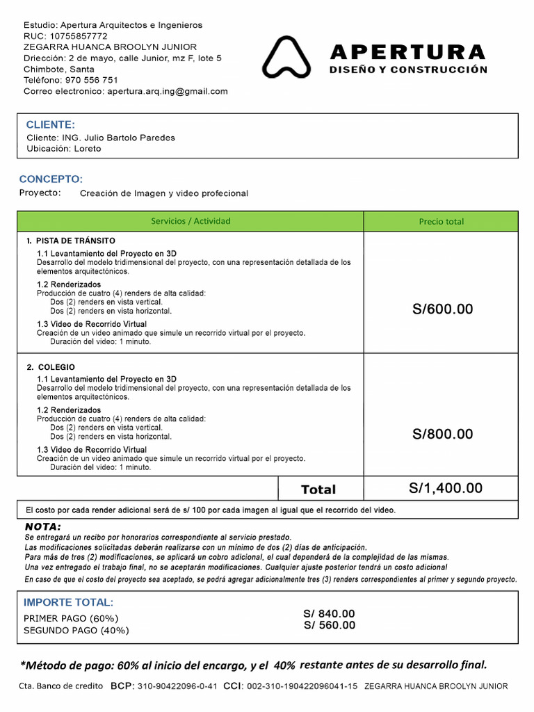 Proforma- Renders Video | PDF