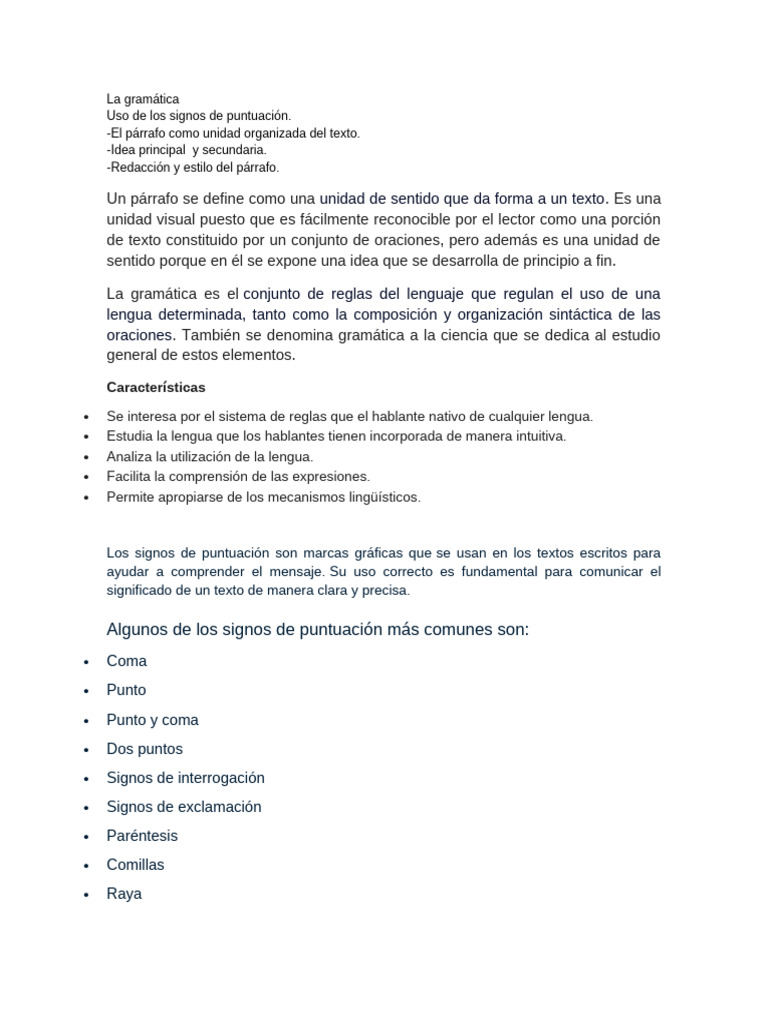 Guía de Gramática y Puntuación | PDF | Puntuación | Gramática