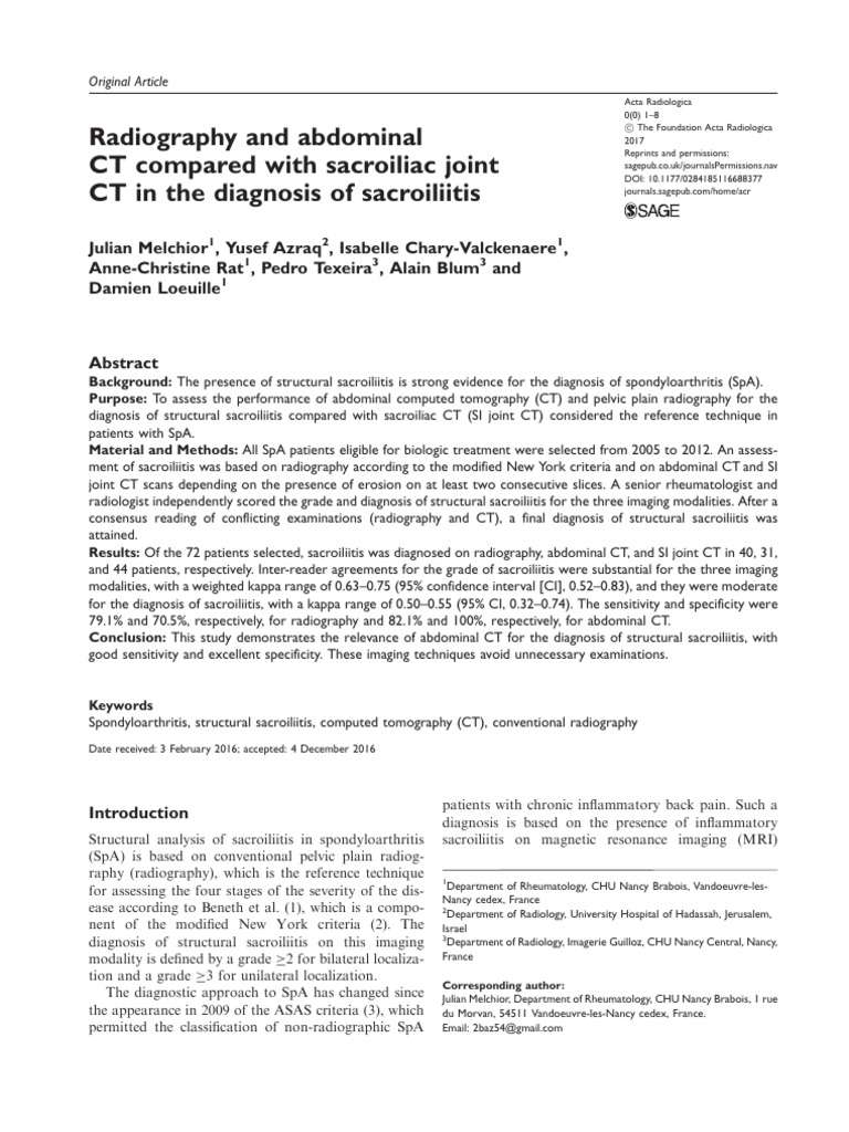 Radiography and Abdominal CT Compared With Sacroiliac Joint CT in The ...