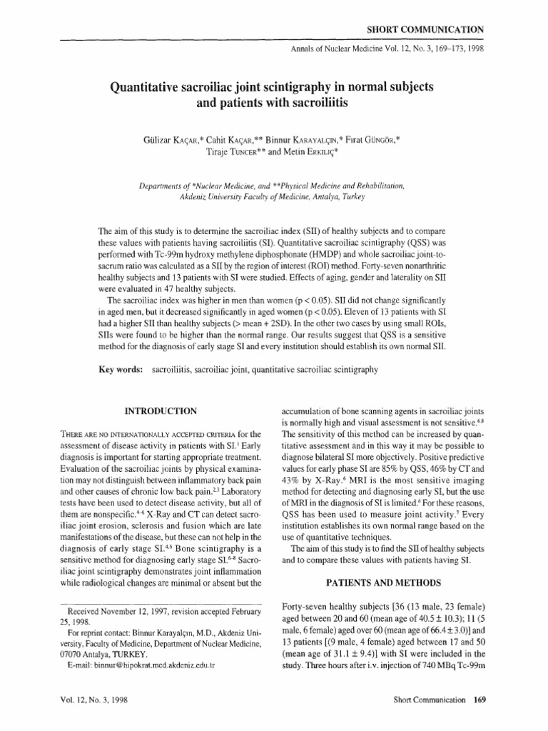 Quantitative Sacroiliac Joint Scintigraphy in Normal Subjects and ...