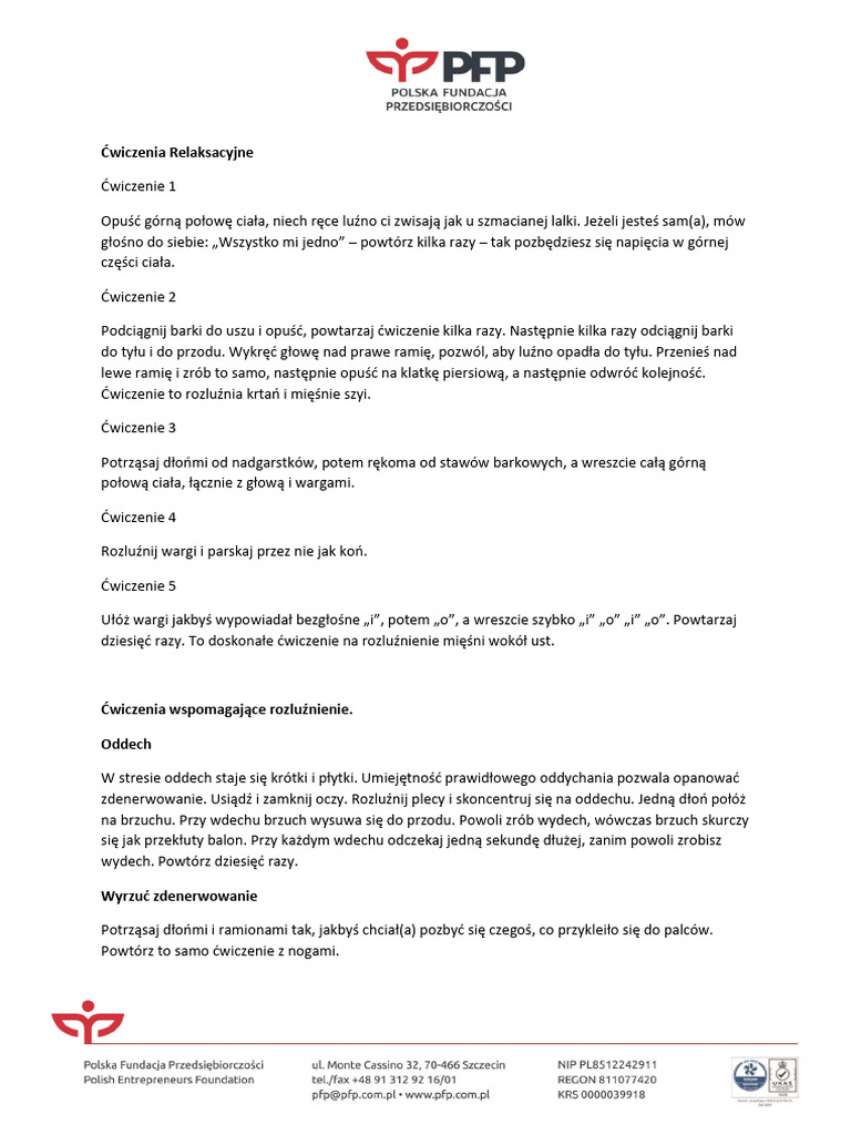 Cwiczenia Relaksacyjne 2024 | PDF