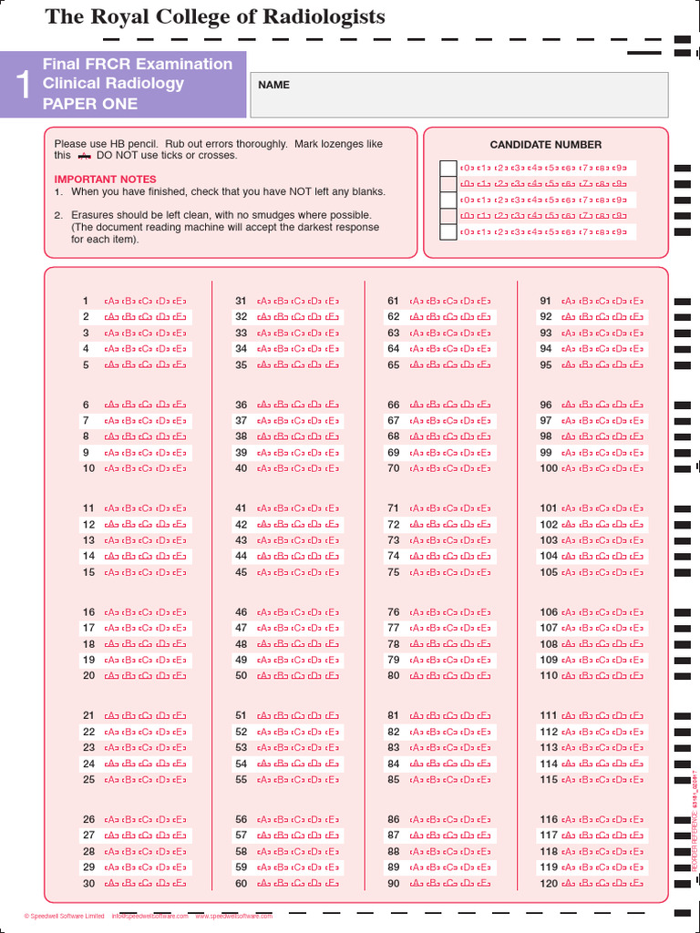 Single Paper Answer Sheets | PDF | Radiology | Medical Imaging