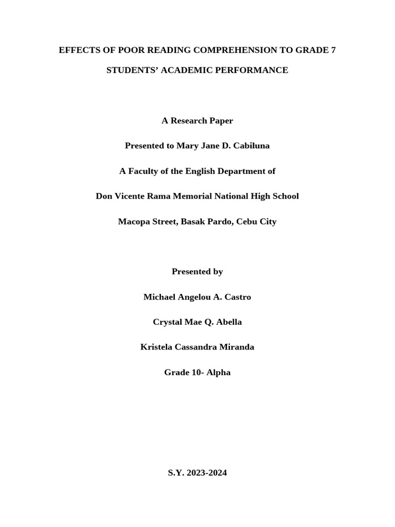 Quantitative Descriptive Research (Grade 10) | PDF | Schema (Psychology ...