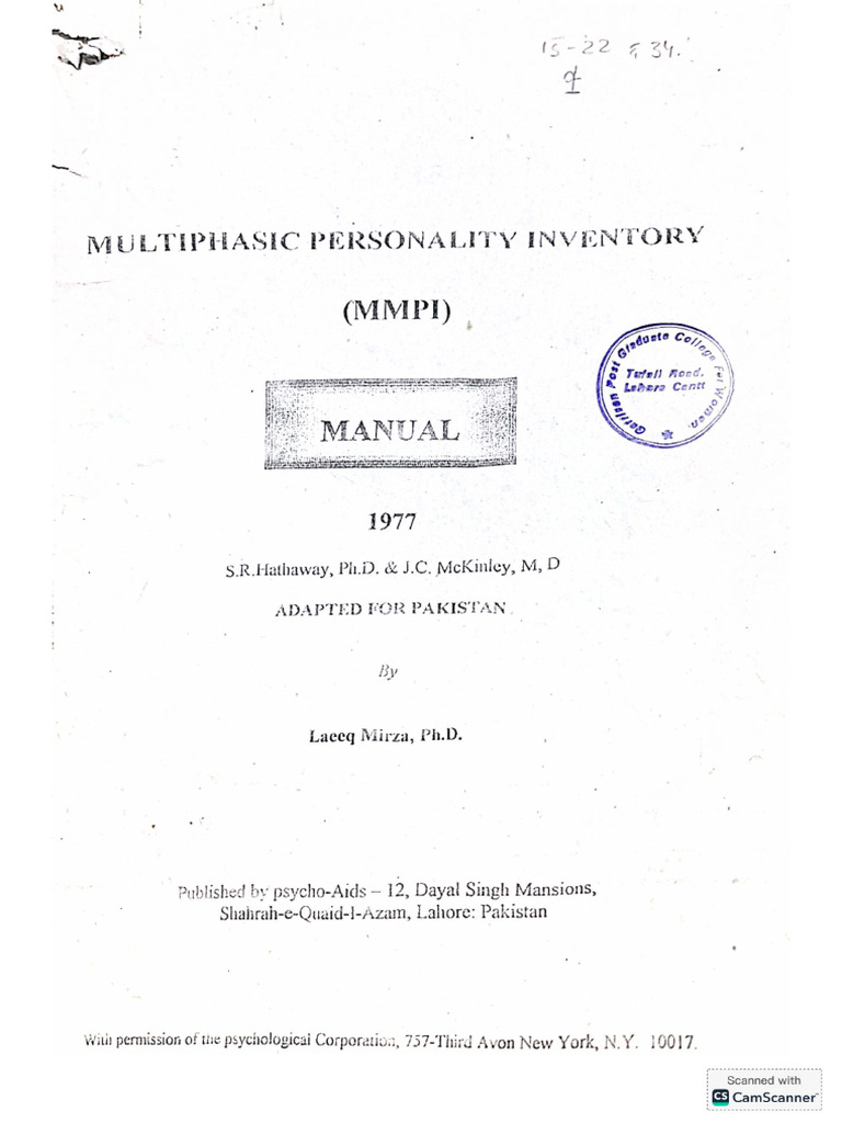 MMPI Manual | PDF
