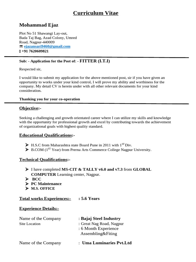 Mohammad Ejaz Curriculum- Vitea | PDF | Learning