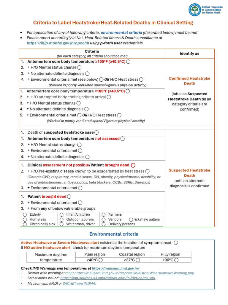 Enclosure. Checklist_Criteria to Categorize Heat Stroke or HRI Deaths ...