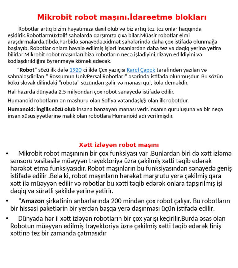 Mikrobit Robot Maşını 6 Sinif | PDF