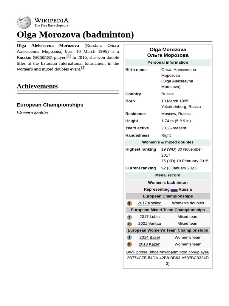 Olga_Morozova_(badminton) | PDF