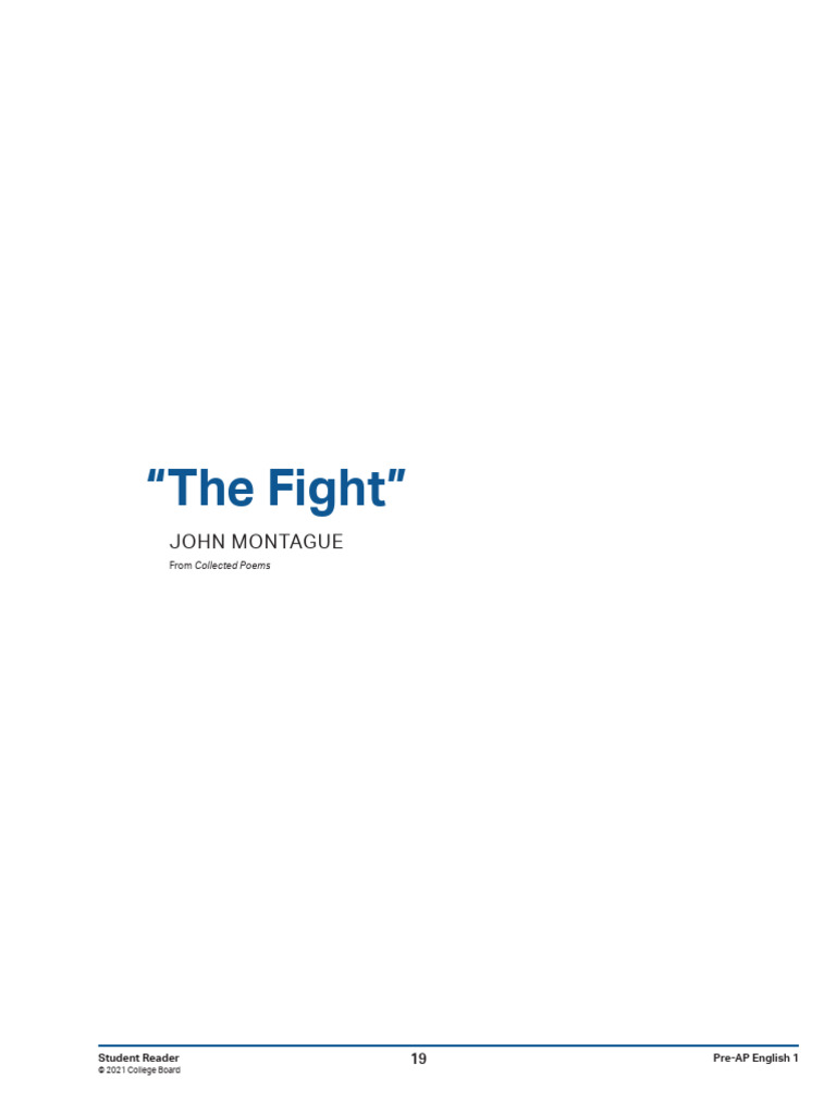 John Montague's "The Fight" Poem Analysis | PDF | Birds | Ornithology