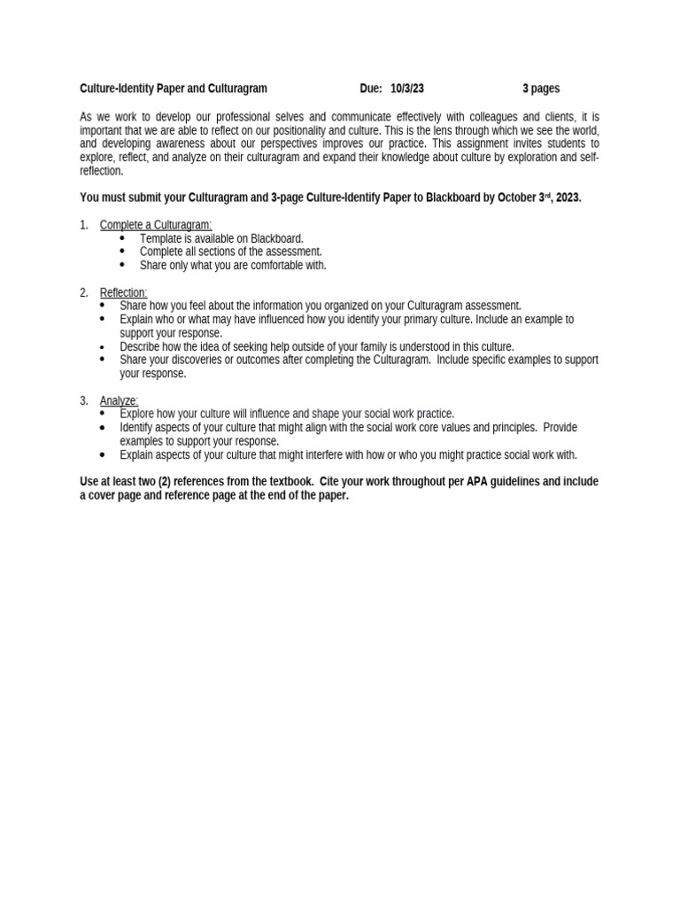 SWK 200- Culture-Identity Paper and Culturagram-2 | PDF