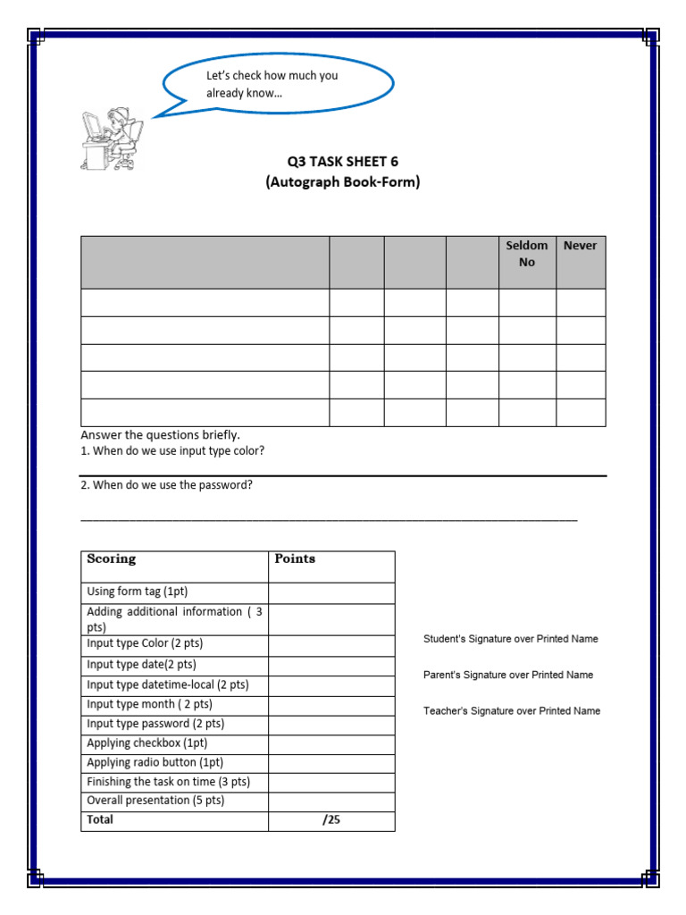 Q3 TASK SHEET 6 Autograph Book With Label | PDF