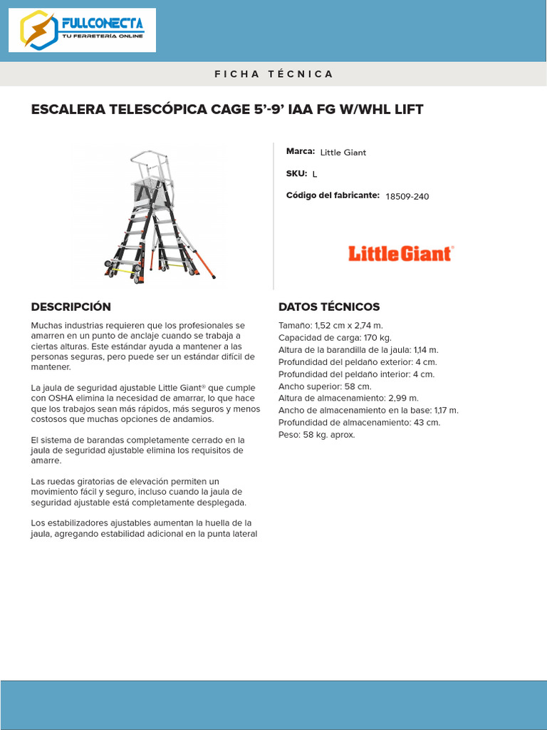 FT ET Plataforma Con Jaula 5 A 9 FT 152 A 274 M Little Giant | PDF