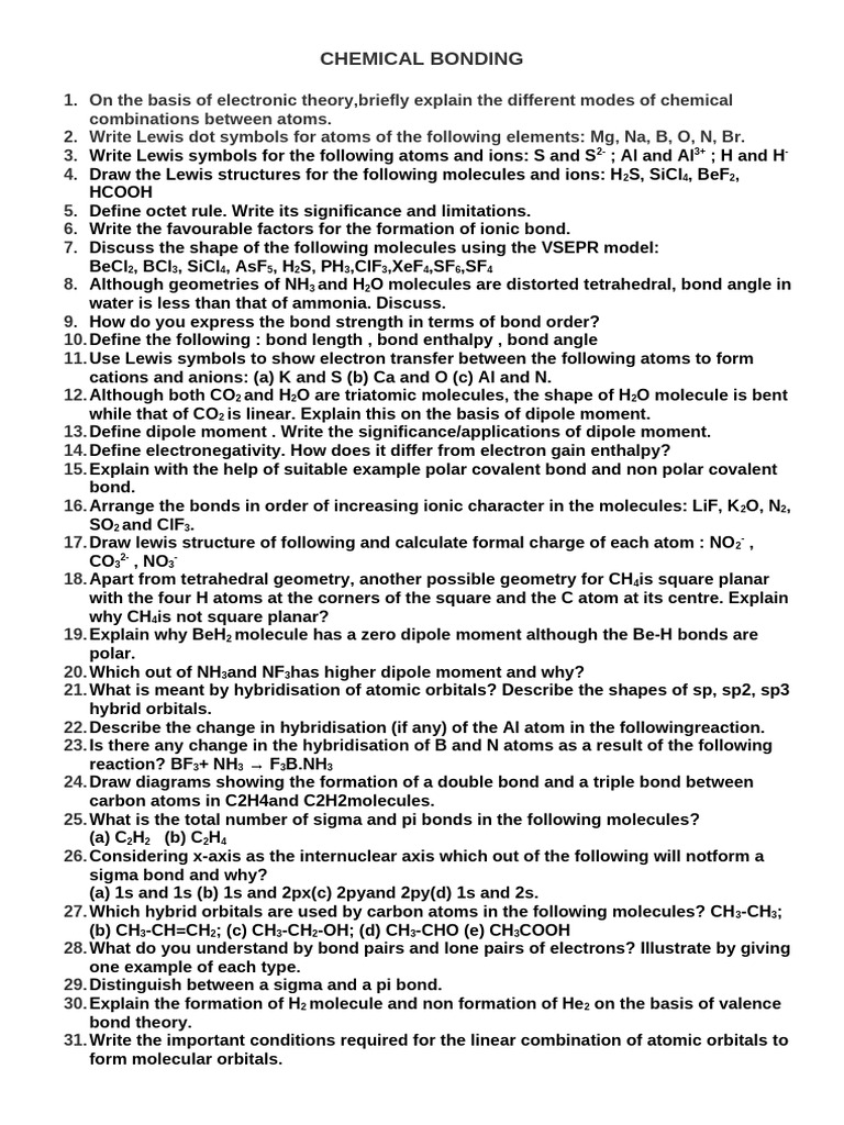 Comprehensive Guide to Chemical Bonding | PDF | Chemical Bond ...