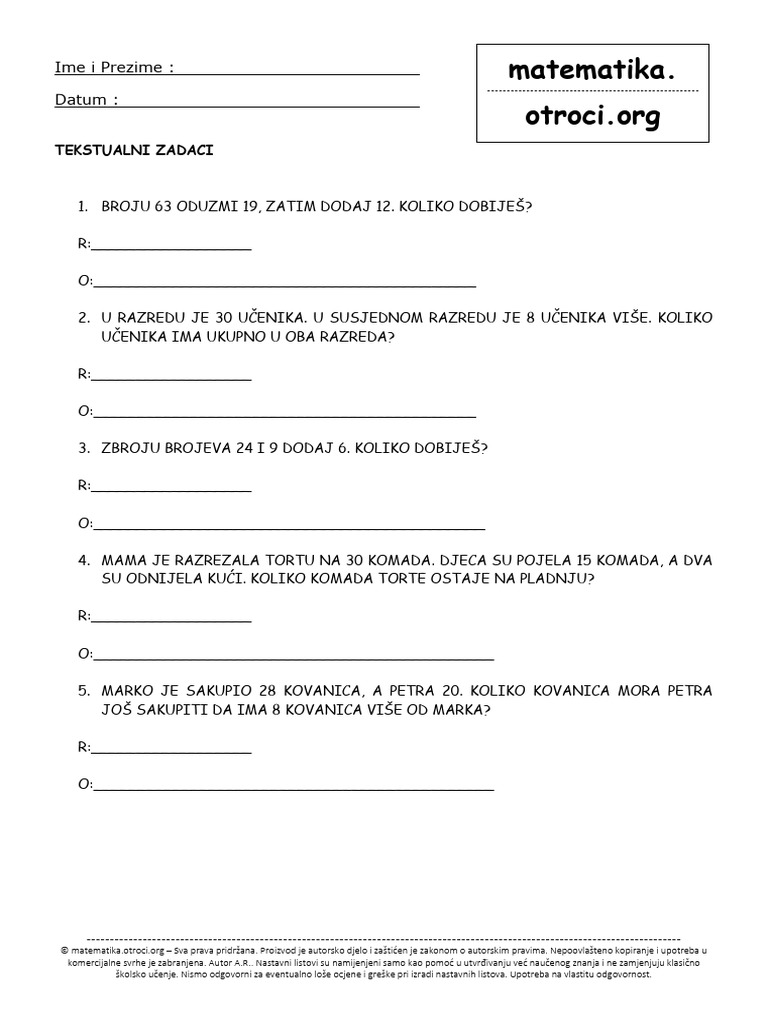 Tekstualni Zadaci 03 | PDF