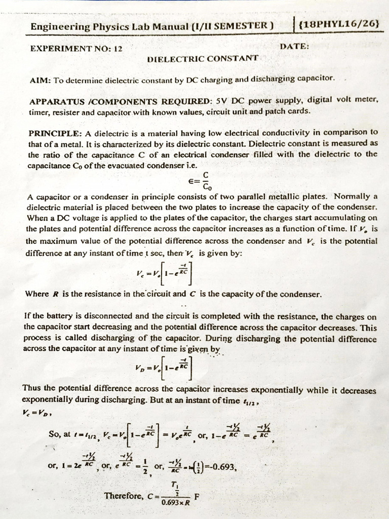 Dielectric Constant | PDF | Capacitor | Capacitance