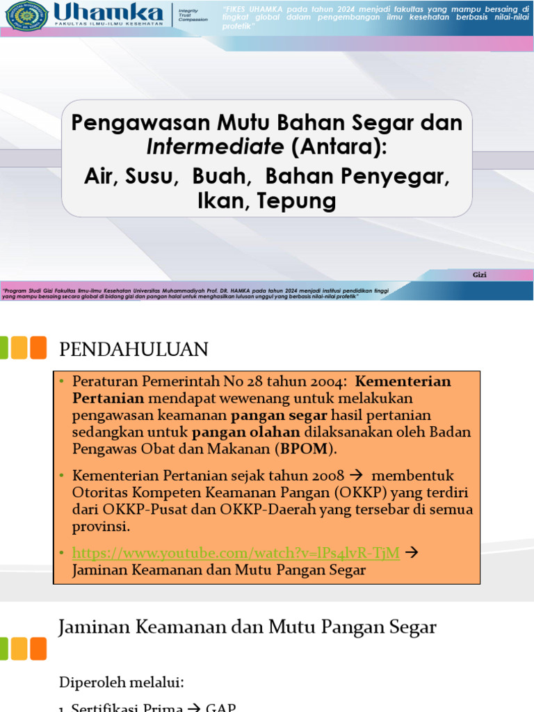 Materi 4 Pengawasan Mutu Bahan Segar Dan Intermediate | PDF