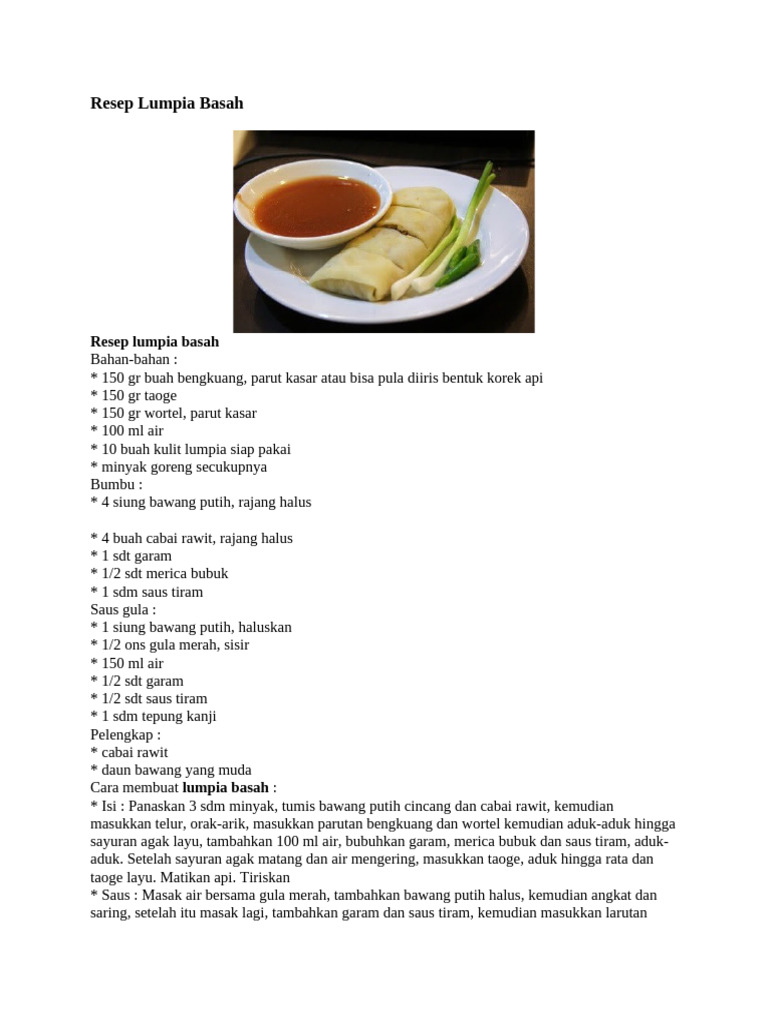 Resep Lumpia Basah | PDF