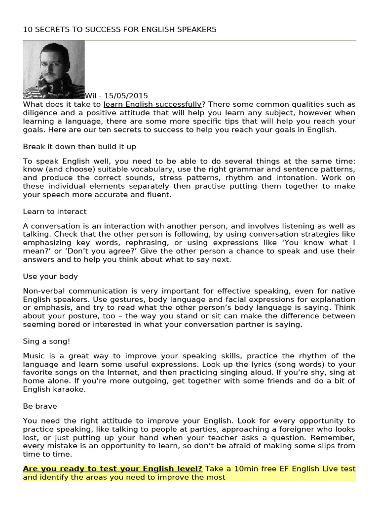 10 Secrets for English Success | PDF | English Language | Body Language