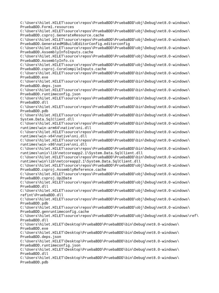 PruebaBDD Csproj FileListAbsolute | PDF | Software del sistema | Formatos de archivo de computadora
