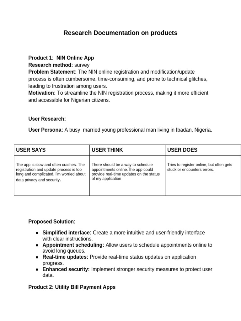 Research Documentation On Products and Proposed Solutions. | PDF | Usability | Mobile App