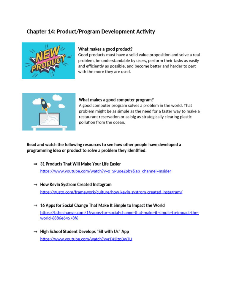 CH 14 Program Product Development Activity | PDF | Brainstorming