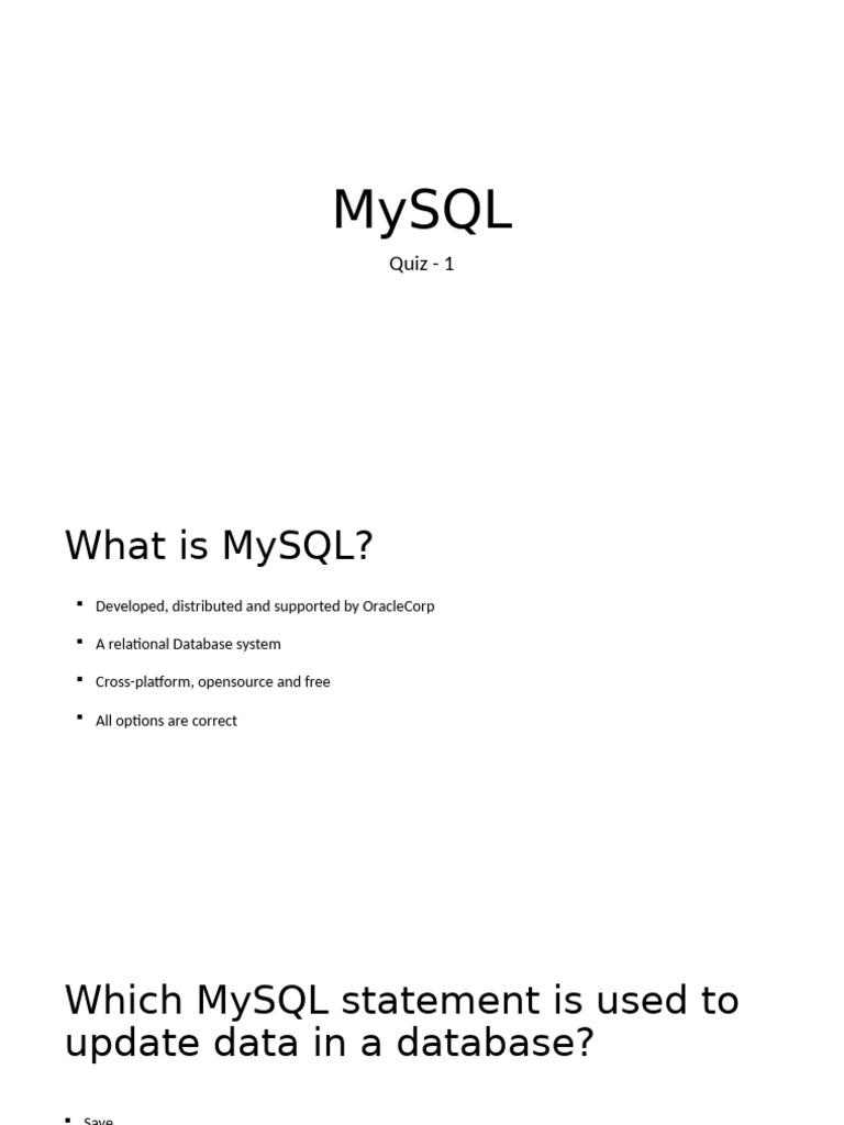 RDBMS_QUIZ_1 | PDF | Relational Database | Information Technology Management