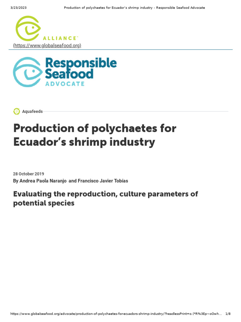 Polychaete Cultivation for Shrimp Farming | PDF | Embryo | Biology