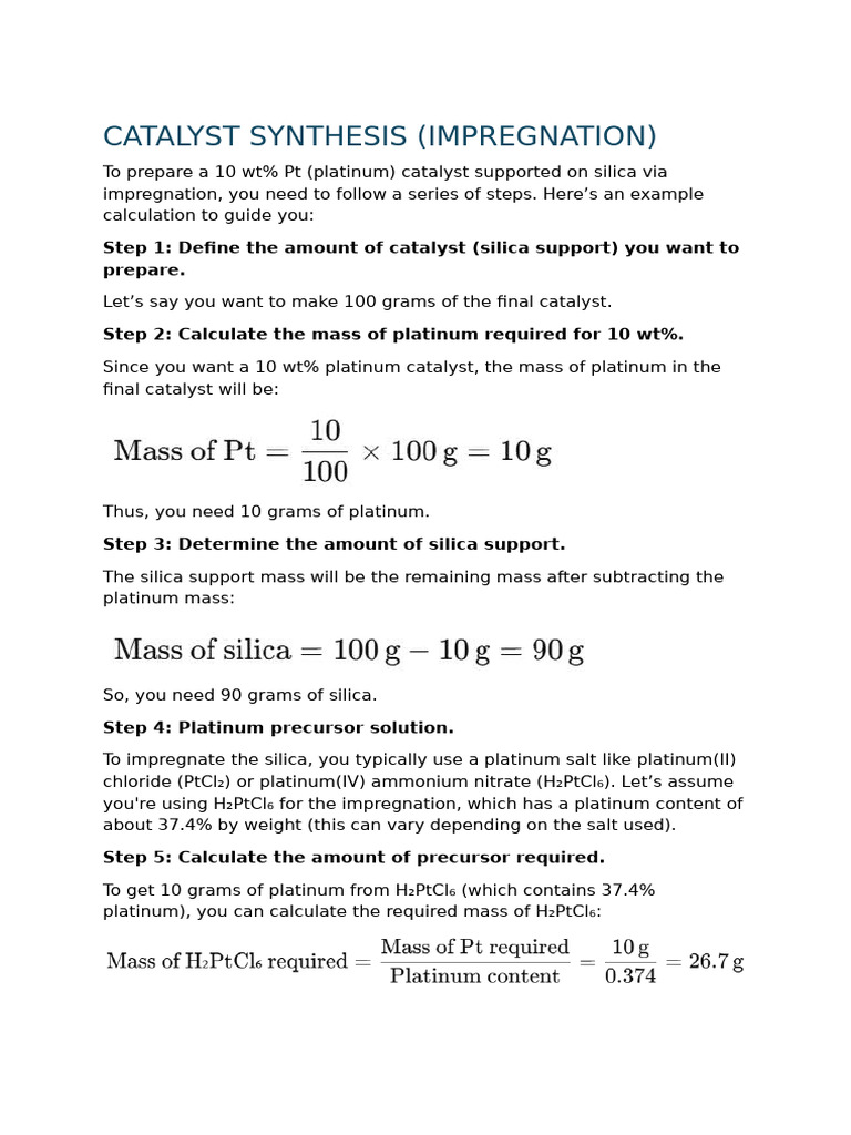 Catalyst Synthesis | PDF | Solvation | Solubility