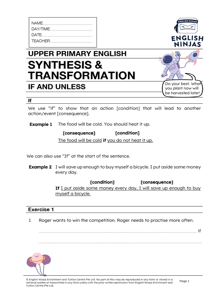 Upper Primary English: If and Unless Guide | PDF