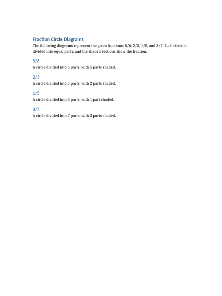 Fraction Circle Diagrams | PDF