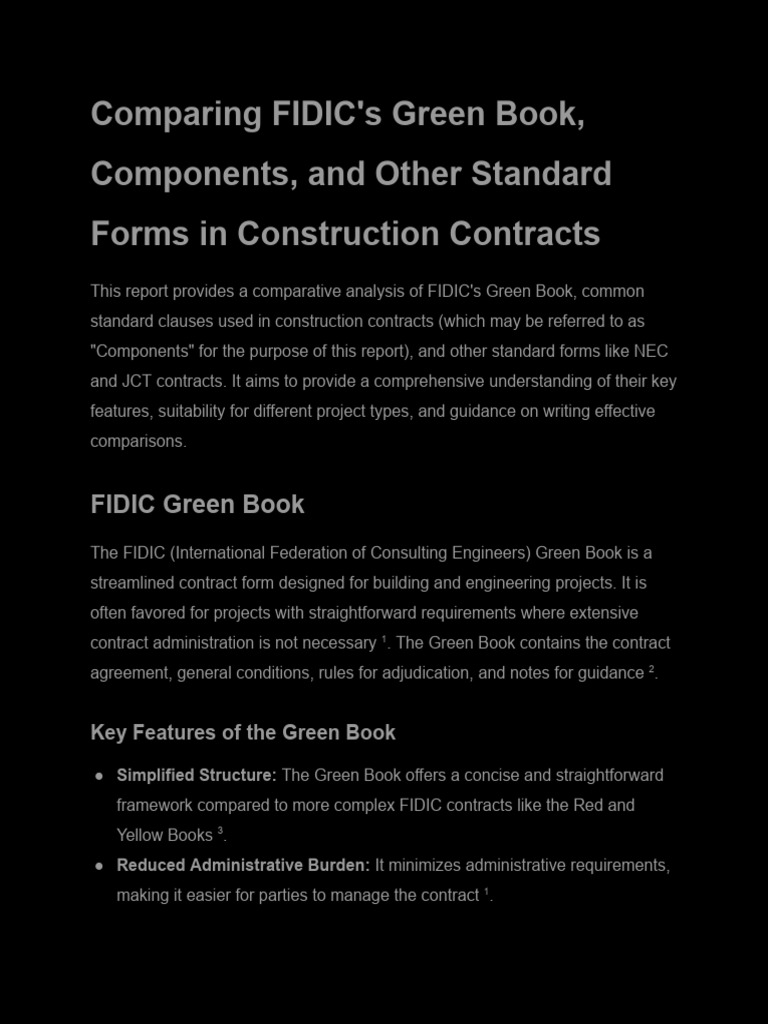 Comparing FIDIC Green Book, Compnets_ | PDF | Business | Private Law