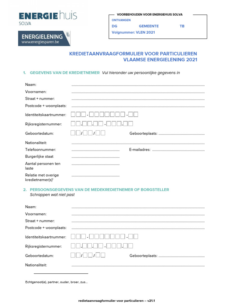 VLEN Aanvraagformulier 2021 - v21 - 1 | PDF