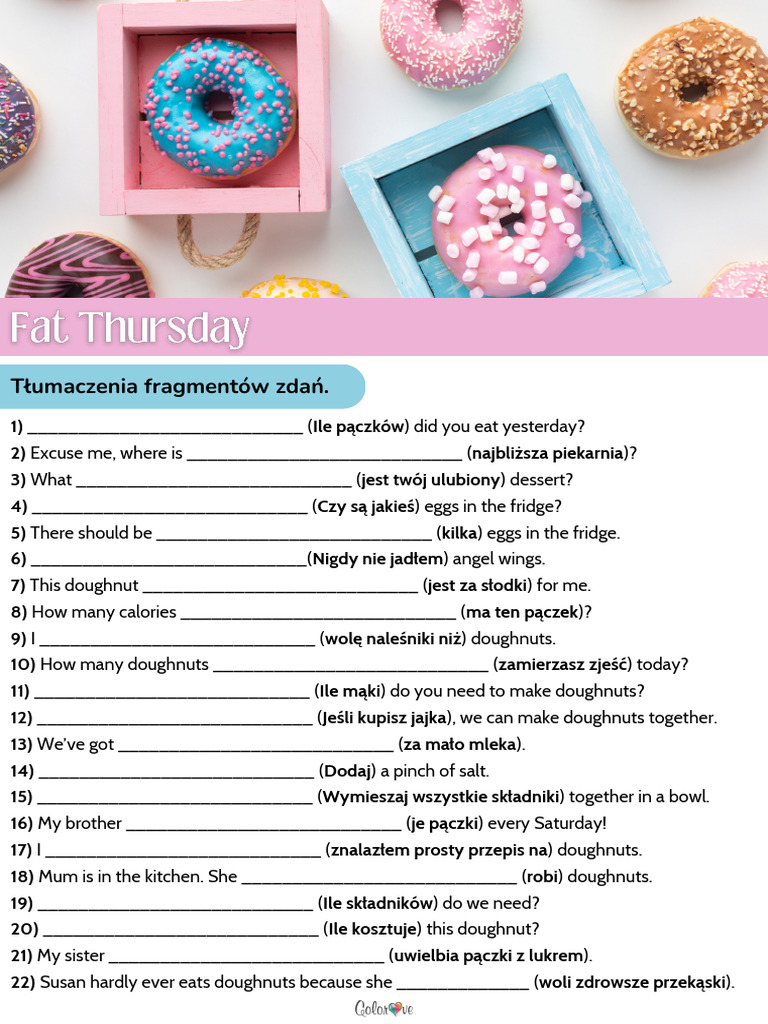 FAT THURSDAY Tlumaczenia Fragmentow Zdan | PDF
