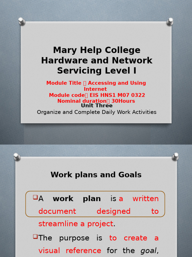 Unit 3 - Organize and Complete Daily Work Activities - Part I | PDF ...