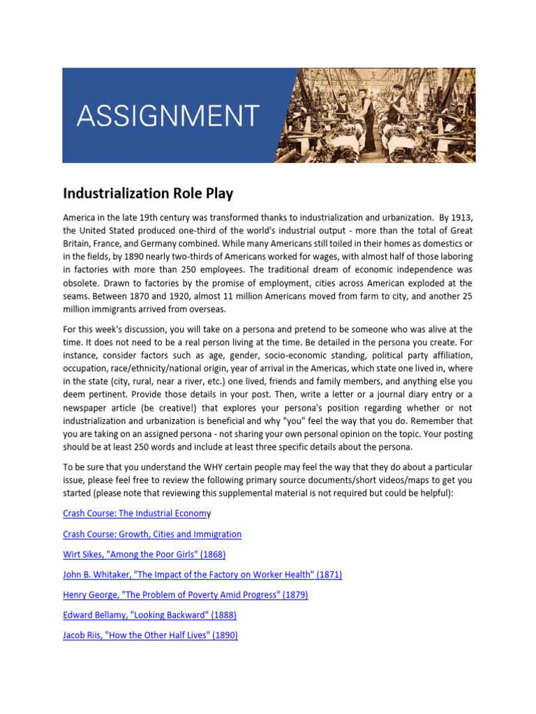 Industrialization Role Play | PDF | Economies