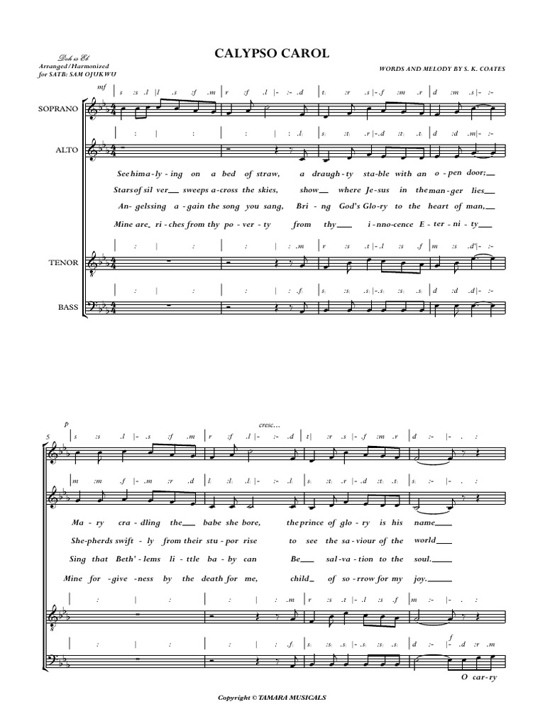 (Choirscript - Com) - Calypso-Carol-Sam-Ojukwu-Aa417 | PDF