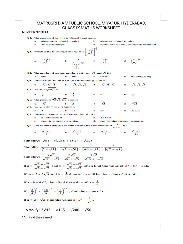 Class 9 Maths Worksheet | PDF | Cartesian Coordinate System | Triangle