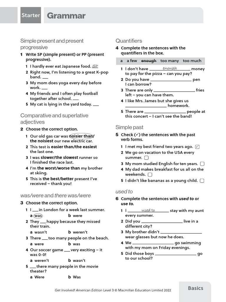 American Edition Level 3 Grammar Exercises | PDF | Linguistics | Languages