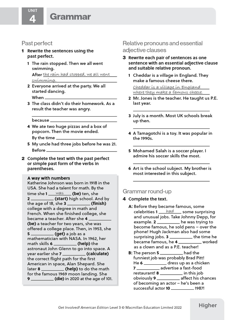 Grammar Higher U4 | PDF | Subject (Grammar) | Language Mechanics