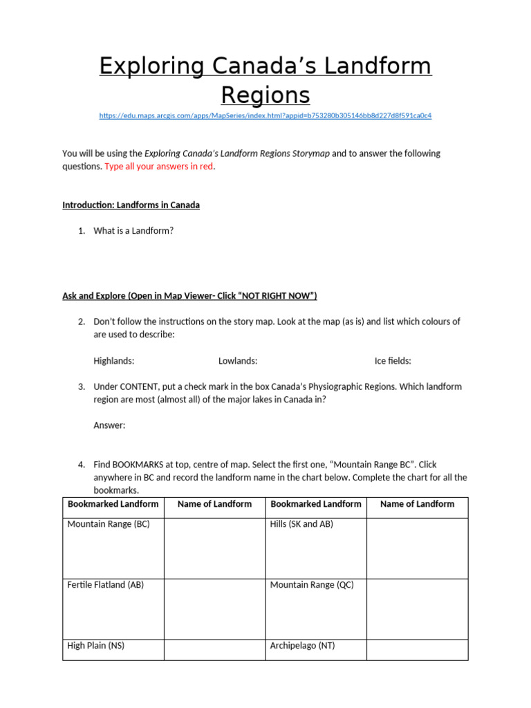 9- ArcGIS Exploring Canada Landform Regions Story Map | PDF ...