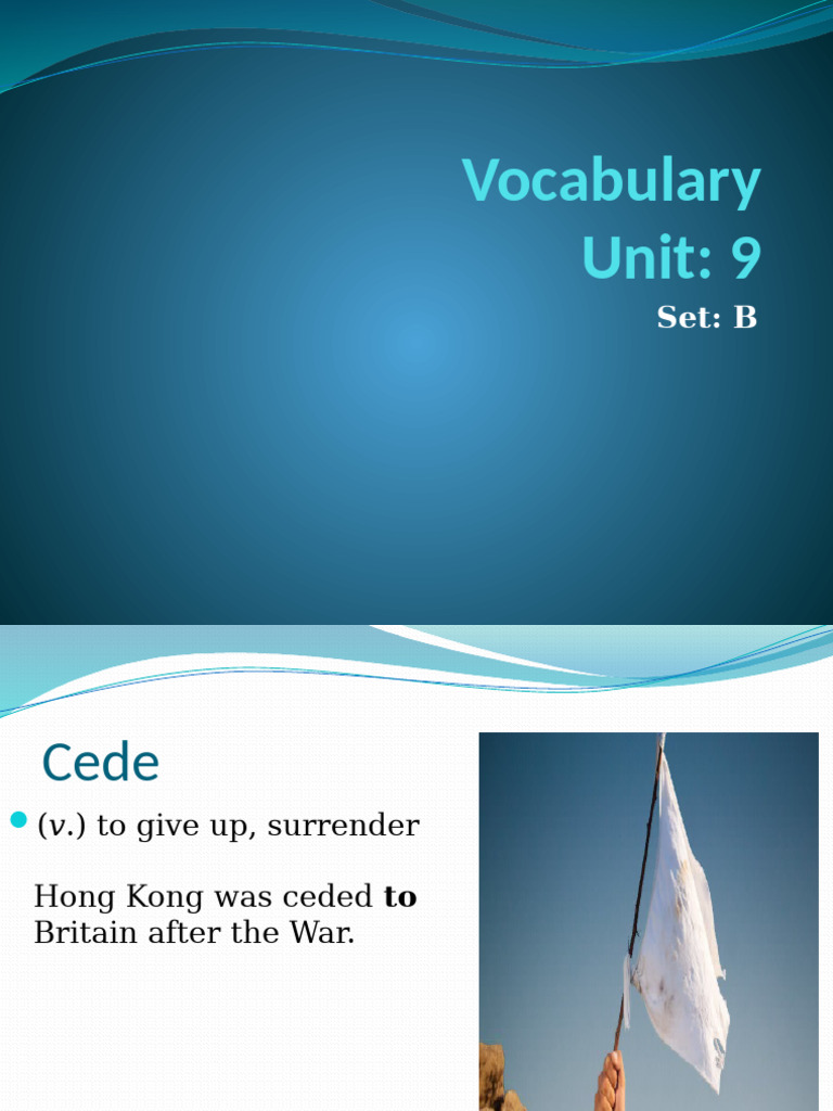 Vocabulary Unit: 9: Set: B | PDF