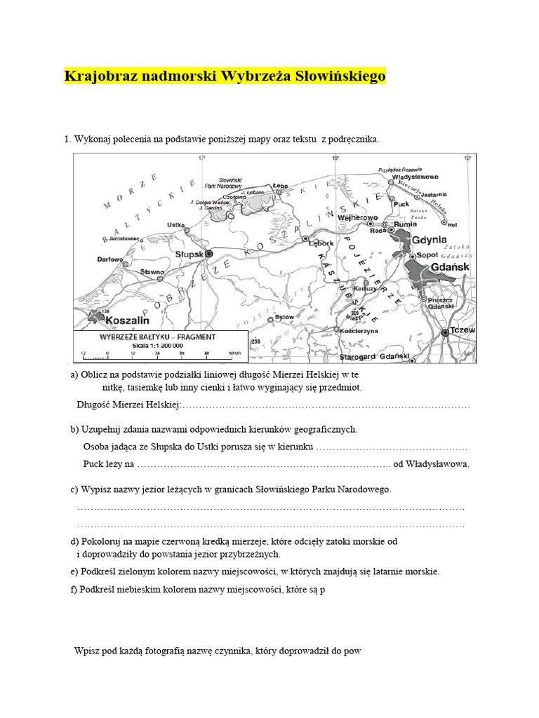 6.2 Krajobraz Nadmorski Wybrzeå A SÅ Owiå Skiego - Karta Pracy | PDF