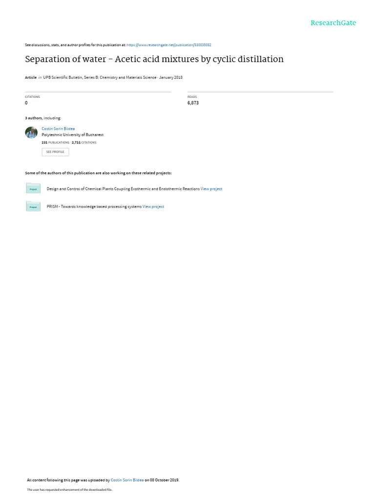 Acetic Acid Water Seperation Using Isobutyl Benzene As Azeotrope | PDF ...