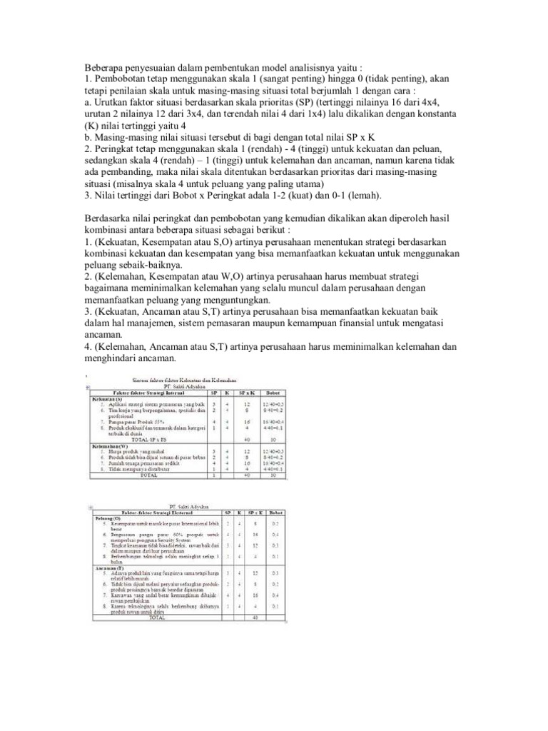Analisis Matriks SWOT | PDF