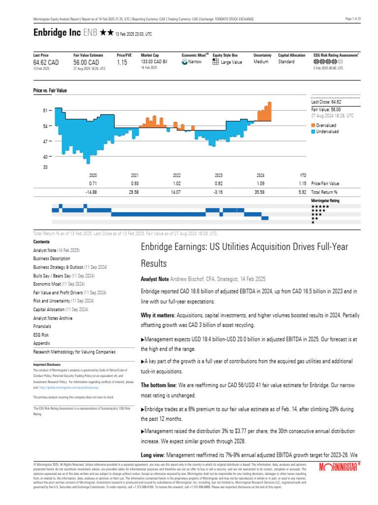 Enbridge Inc 2025 Analyst Report | PDF | Oil Sands | Natural Gas
