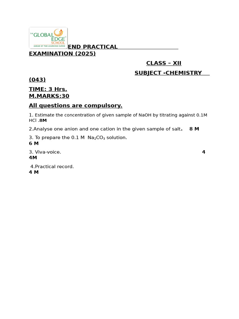 Chemistry Practical Exam Guide | PDF
