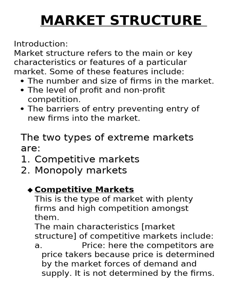MARKET STRUCTURE | PDF | Monopoly | Profit (Economics)