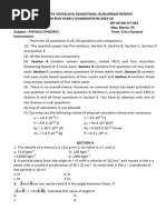 Icse Class 9 Physics Sample Paper 2025 | PDF | Acceleration | Velocity